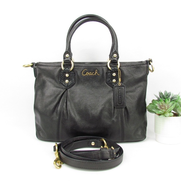 Coach | Bags | Coach Black Leather Zipper Shoulder Bag | Poshmark